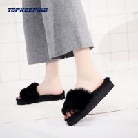 China Custom Winter Outdoor Sliders Womens Fluffy For Lady for sale