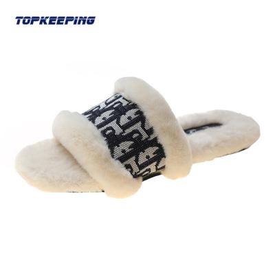 China Real Fox Sandal Fashion Woman Fluffy Slider Slipper for sale
