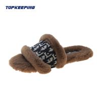 China Real Fox Sandal Fashion Woman Fluffy Slider Slipper for sale