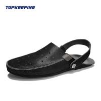 China Simple Leather Slide Slip Walk Design Odm Man Beach Sandal for sale