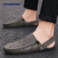 China Simple Leather Slide Slip Walk Design Odm Man Beach Sandal for sale