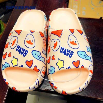 China Summer Indoor Printed Flat EVA Women Yezzy Slides for sale