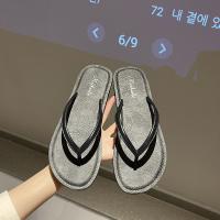 China SGS PVC Upper Ladies Beach Flip Flops With PU Insole for sale