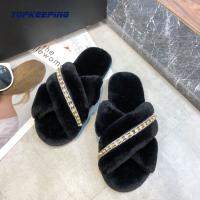 China EUR36 - 41 Warm Furry Luxury Fur Slippers For Women for sale