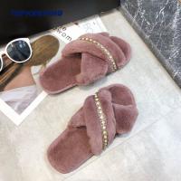 China EUR36 - 41 Warm Furry Luxury Fur Slippers For Women for sale