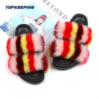 China Custom Regular Fit Womens Faux Fur Slide Sandals for sale