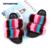 China Custom Regular Fit Womens Faux Fur Slide Sandals for sale