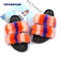 China Custom Regular Fit Womens Faux Fur Slide Sandals for sale