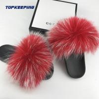 China EUR36 - 41 Outdoor Womens Fluffy Faux Fur Slides for sale
