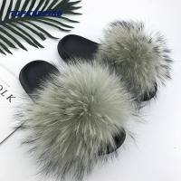 China EUR36 - 41 Outdoor Womens Fluffy Faux Fur Slides for sale