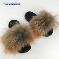 China EUR36 - 41 Outdoor Womens Fluffy Faux Fur Slides for sale