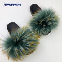 China EUR36 - 41 Outdoor Womens Fluffy Faux Fur Slides for sale