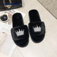 China Custom Warm PVC Outsole Furry Ladies Slippers for sale