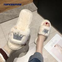 China Custom Warm PVC Outsole Furry Ladies Slippers for sale