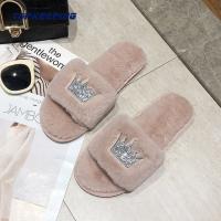 China Custom Warm PVC Outsole Furry Ladies Slippers for sale