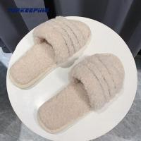 China Outdoor PVC Outsole Womens Fluffy Slider Slippers for sale