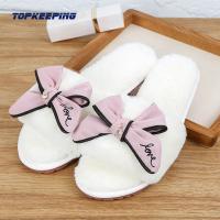 China PVC Outsole Womens Fur Slippers With Silk Bow for sale