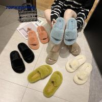 China Minimalism Style Opening Toe Luxury Fluffy Slippers for sale