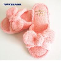 China Anti Slip EVA Sole Womens Fuzzy Slipper With Grid Bottom for sale