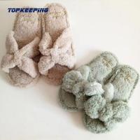 China Anti Slip EVA Sole Womens Fuzzy Slipper With Grid Bottom for sale