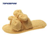 China EUR36 - 41 Womens Plush Bow Fluffy Fur Slipper for sale