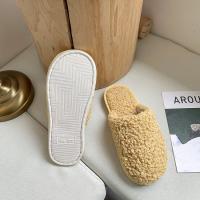 China Custom Womens Indoor Fluffy Slippers With PVC Outsole for sale