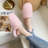 China Custom Womens Indoor Fluffy Slippers With PVC Outsole for sale