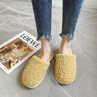 China Custom Womens Indoor Fluffy Slippers With PVC Outsole for sale