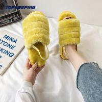 China OEM / ODM PVC Outsole Womens Furry Slippers For Winter for sale