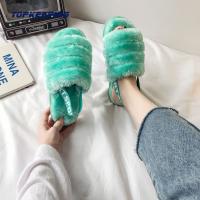 China OEM / ODM PVC Outsole Womens Furry Slippers For Winter for sale