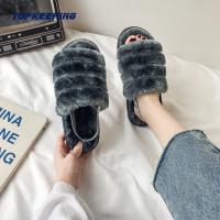 China OEM / ODM PVC Outsole Womens Furry Slippers For Winter for sale