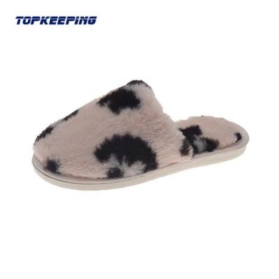 China Slip On Construction Furry Female Slippers With EVA Sole for sale