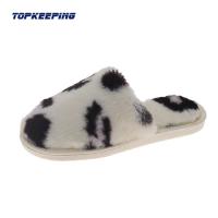 China Slip On Construction Furry Female Slippers With EVA Sole for sale