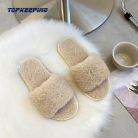China Scandinavian Style Womens Faux Fur Slides ODM Acceptable for sale
