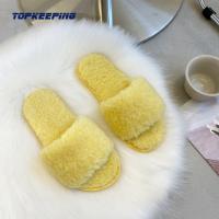 China Scandinavian Style Womens Faux Fur Slides ODM Acceptable for sale