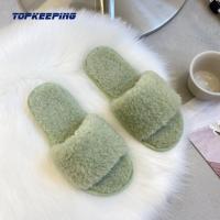 China Scandinavian Style Womens Faux Fur Slides ODM Acceptable for sale