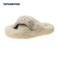 China 1D0018 Handmade Lady Fur Open-toe Fluffy Slipper For Woman for sale
