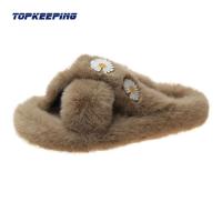 China 1D0018 Handmade Lady Fur Open-toe Fluffy Slipper For Woman for sale