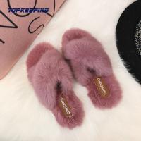 China 1D0013 2022 Wholesale Flat Furry Adult Lady Cotton Slide Slipper for sale