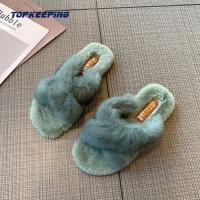 China 1D0013 2022 Wholesale Flat Furry Adult Lady Cotton Slide Slipper for sale