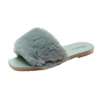 China 1E0041 Wholesale New Furry Fur Plush Slipper For Woman for sale