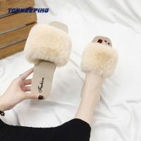 China 1E0041 Wholesale New Furry Fur Plush Slipper For Woman for sale
