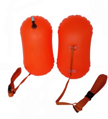 China High Visible Inflatable Open Water Swimming Buoy 49*28cm With Belt for sale