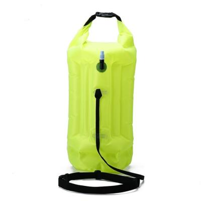 China Nylon TPU Triathlon Race Gear Green Inflatable Swim Buoy With Patent for sale
