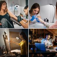 China Desk Lamp 3 Color Modes & 10 Brightness LED Reading Light with Clamp, Flexible Gooseneck Book Light Clip on Table for sale