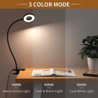 China Desk Lamp 3 Color Modes & 10 Brightness LED Reading Light with Clamp, Flexible Gooseneck Book Light Clip on Table for sale