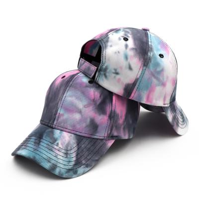 China 2021 New COMMON Tie Dyed Baseball Cap Fishing Covers Outdoor Women's Hat Camouflage Jungle Increasing Beach Cap Cotton Hats for sale