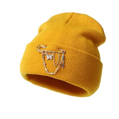 China 2021New COMMON Embroidery Winter Hat Women Men Beanies Hat Warm Solid Knitted Skullies Slouchy Hat for sale
