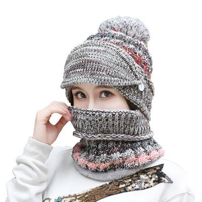 China JOINT Logo Wholesale Custom Quality Designer Hot Women Scarf Sets Winter Hat Knitted Beanie Hats With Pom Pom for sale