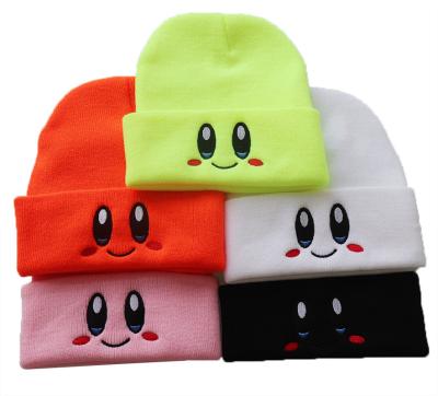 China Fashion JOINT Skullies Smile Face Embroidery Winter Hats For Women Warm Hat Women Girls Skullies Winter Knitted Hat for sale